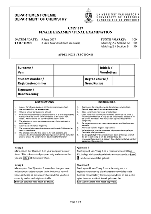 CMY 117 FINAL EXAMINATION MEMORANDUM - 11 June 2024 - Studocu