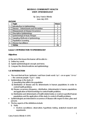 Community Health - Lecture notes - COMMUNITY HEALTH COMMUNITY HEALTH ...