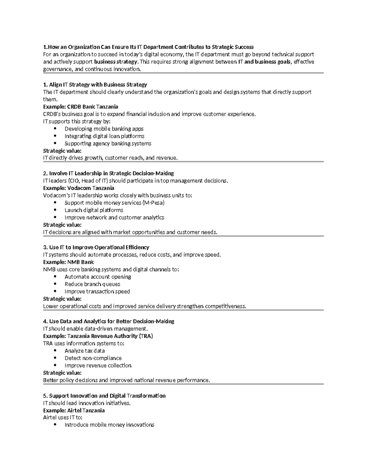 L3 - QNS: IT's Role in Strategic Success for Organizations - Studocu