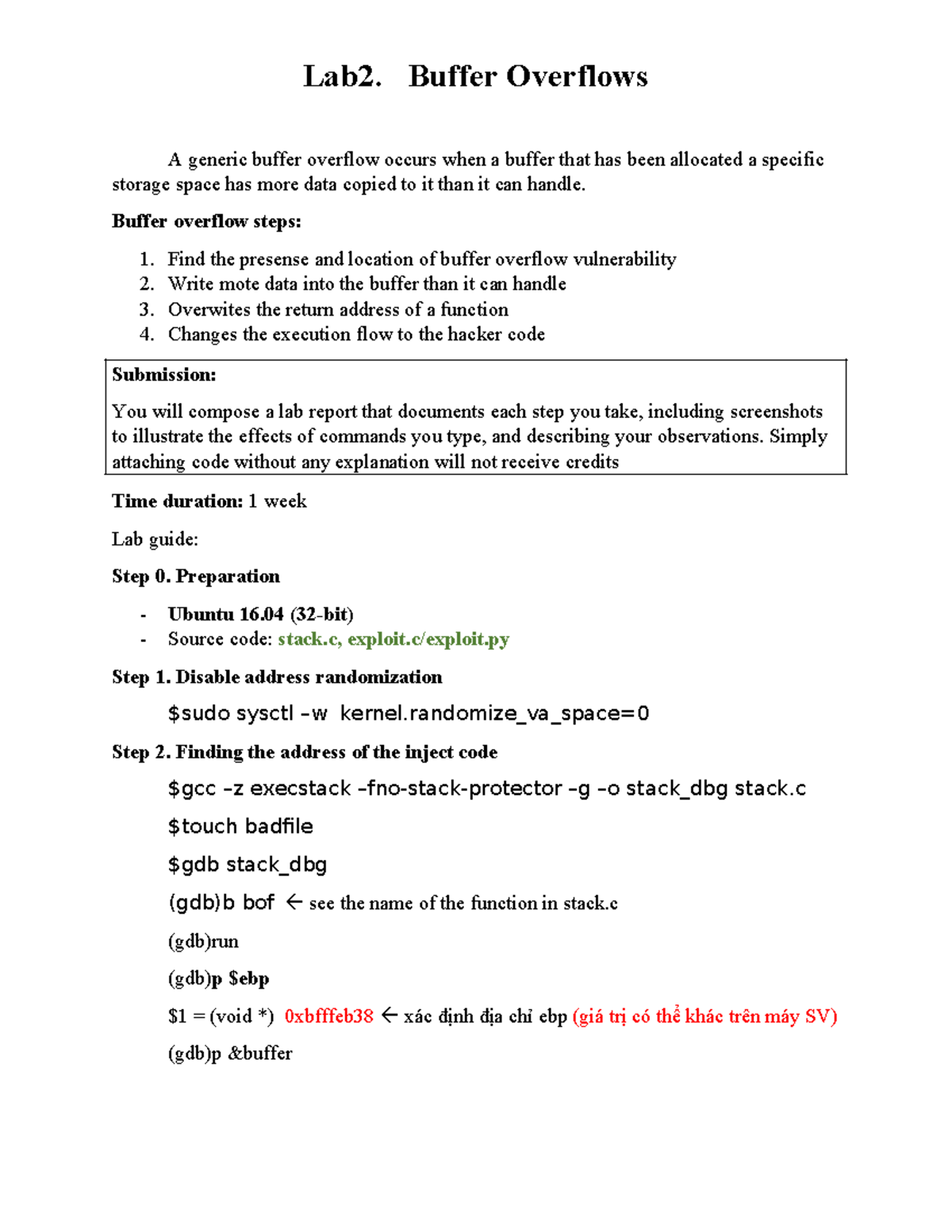 Lab 2. Buffer Overflow Techniques and Step-by-Step Guide - Studocu