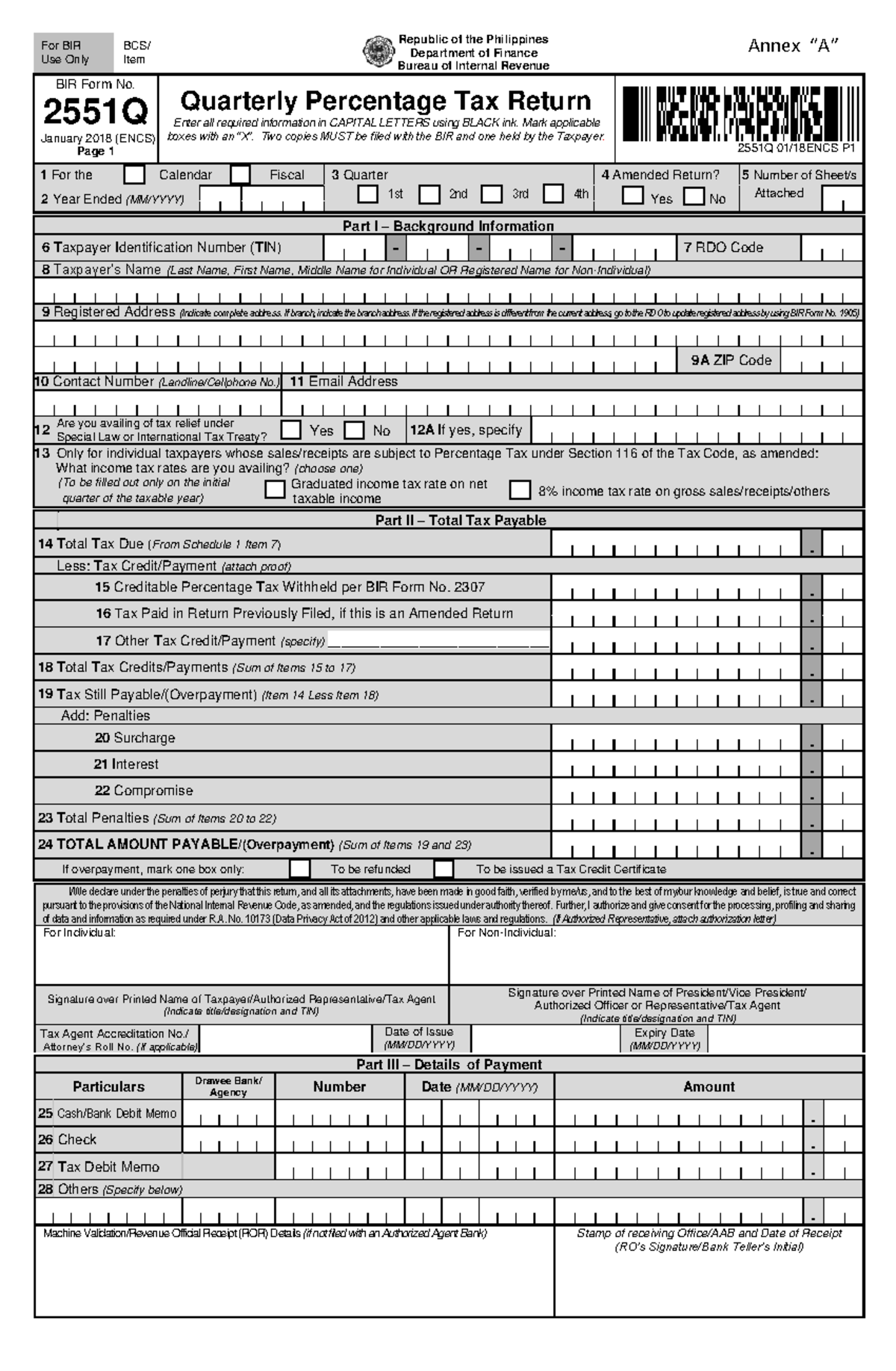 BIR form - YES - For BIR Use Only BCS/ Item Republic of the Philippines Department of Finance ...