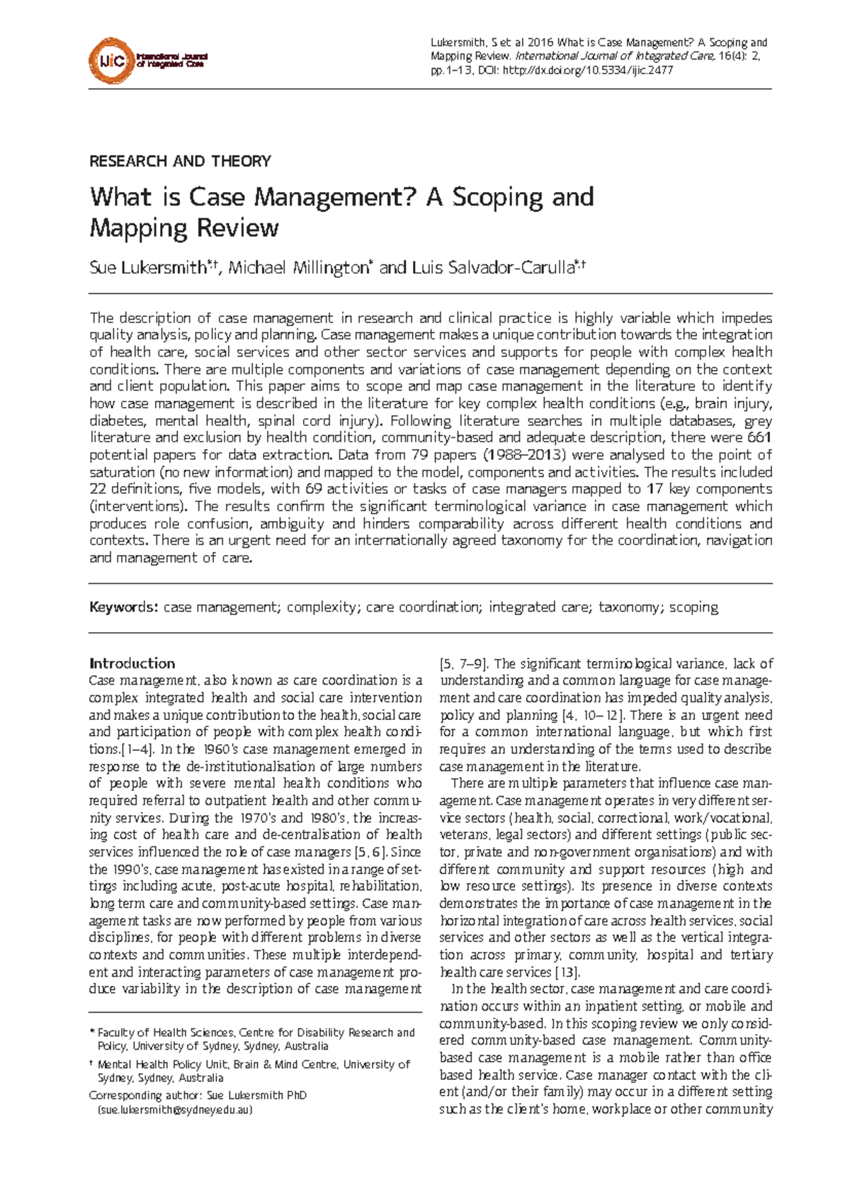 What is Case Management? A Scoping Review (HSC 101) - Studocu