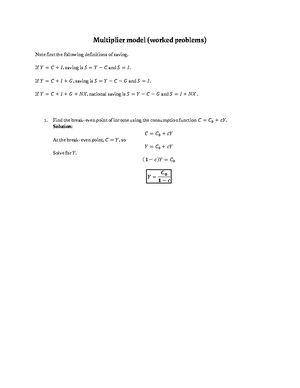 Chapter 1 The circular flow model, national account aggregates and the ...
