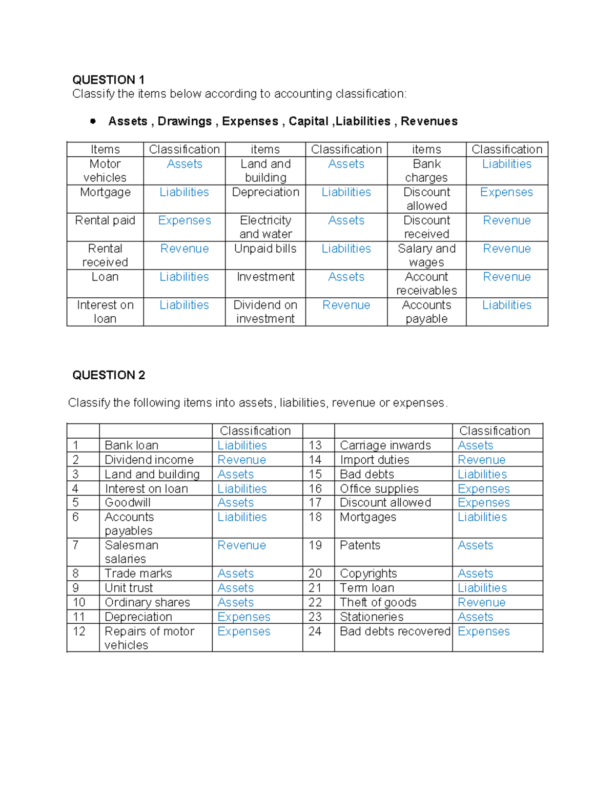 QUIZ 1, ACC407 - Accounting Classifications and Exercise - Studocu