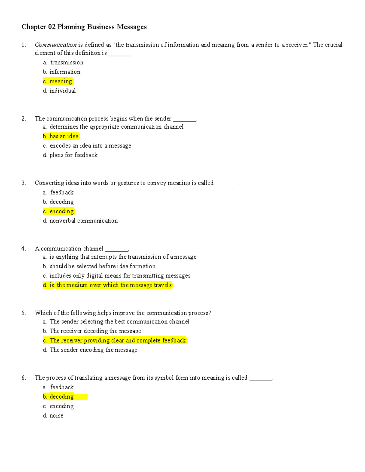 12e.C2.MCQs for sts - abcd - Chapter 02 Planning Business Messages 1 ...
