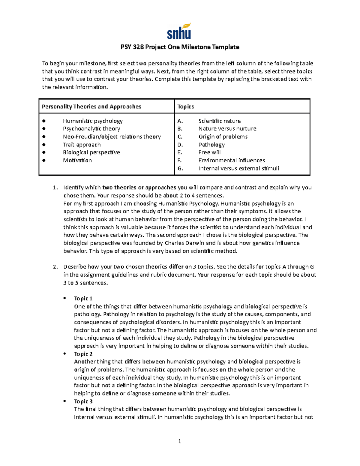 PSY 328 Project One Milestone Completed - PSY 328 Project One Milestone ...