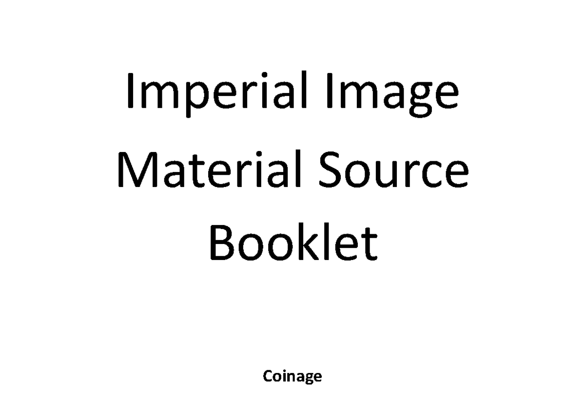 Imperial Image: Material Sources of Augustus and Coinage History - Studocu