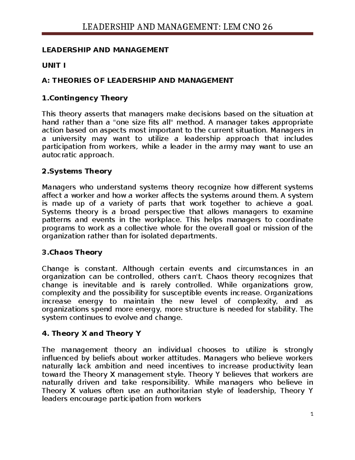 Leadership and Management Theories: A Comprehensive Overview - Studocu