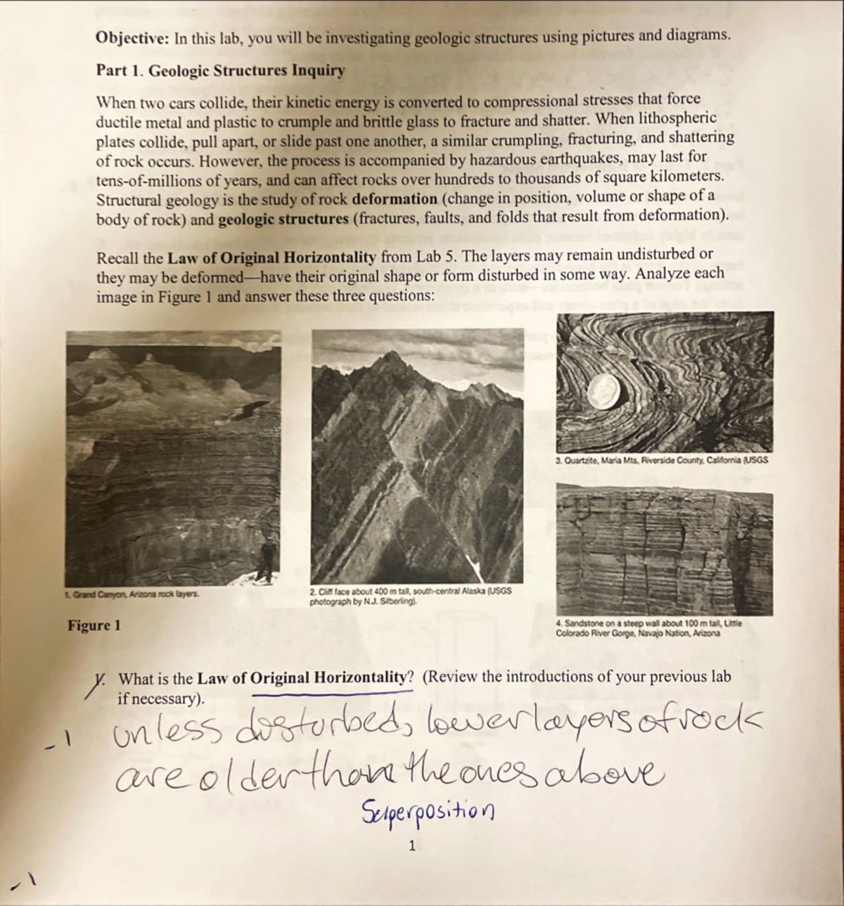 Geology Lab 8 - Geologic Time - ye) atin g geologic structures using pictures and diagrams. ae ...