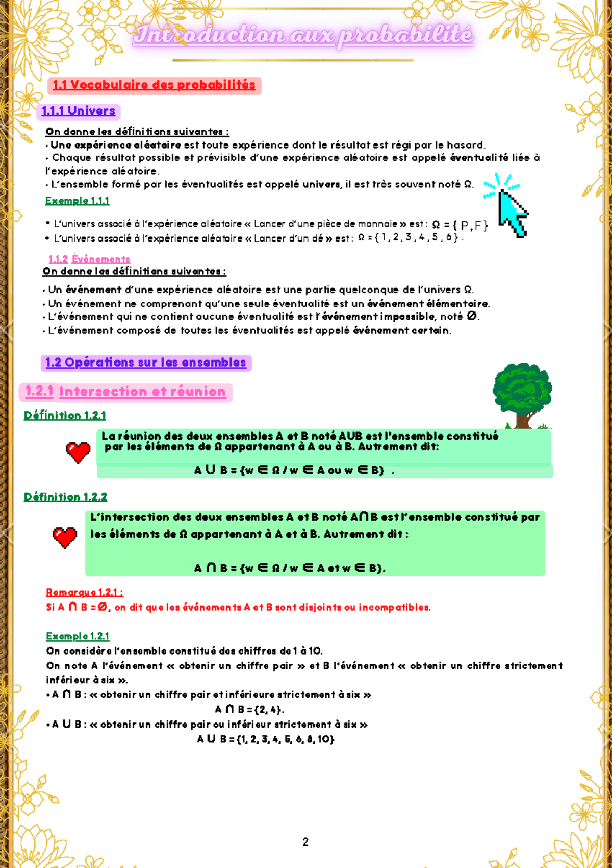 Introduction aux probabilités: Concepts clés et définitions - Studocu
