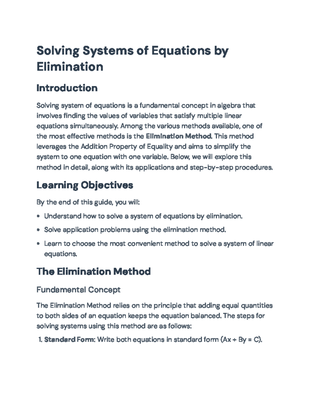 Solving Systems of Equations by Elimination: A Comprehensive Guide ...