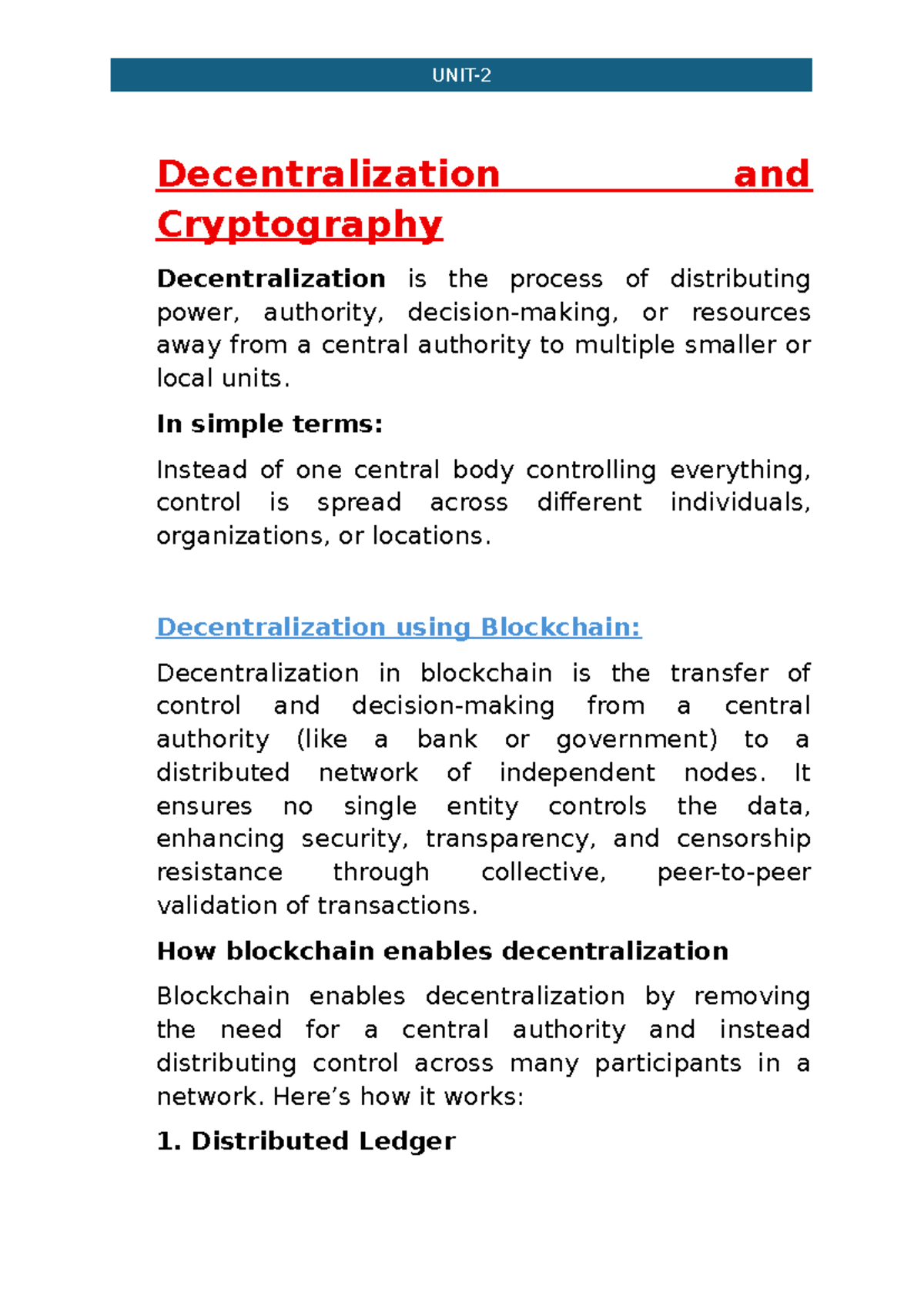 BC-Unit2: Understanding Decentralization and Cryptography Concepts ...