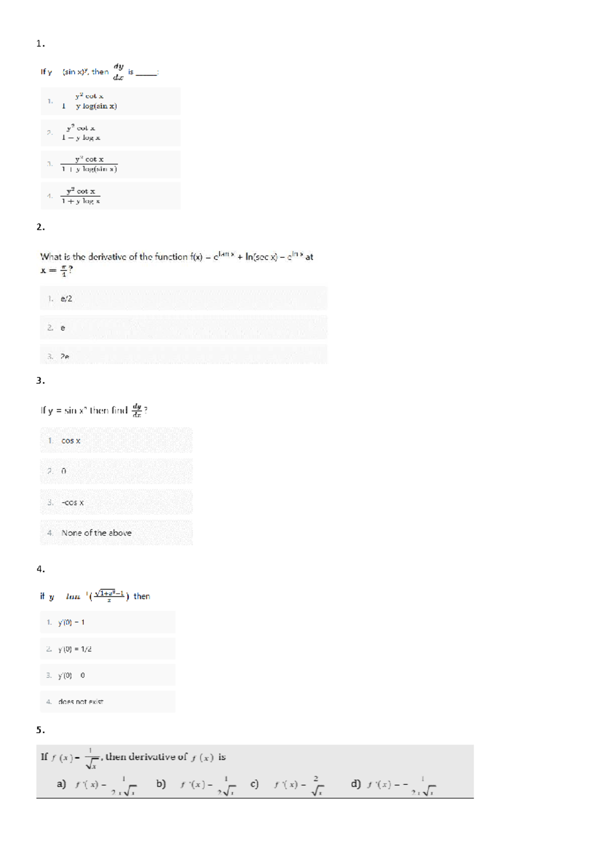 A1433017005 33552 5 2025 Differentiation Practice Questions - Studocu