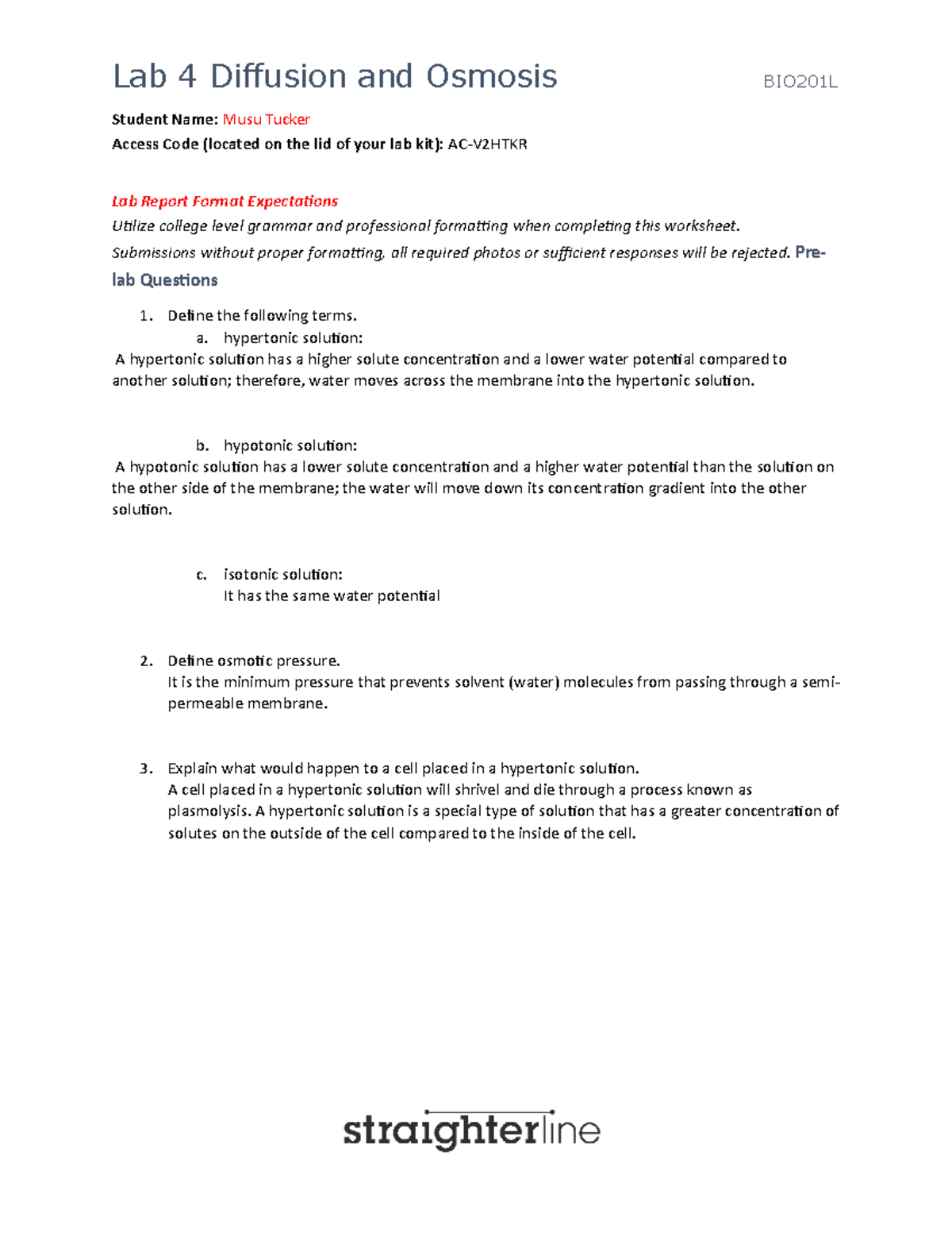 Lab 4: Diffusion and Osmosis Insights - BIO201L - Studocu