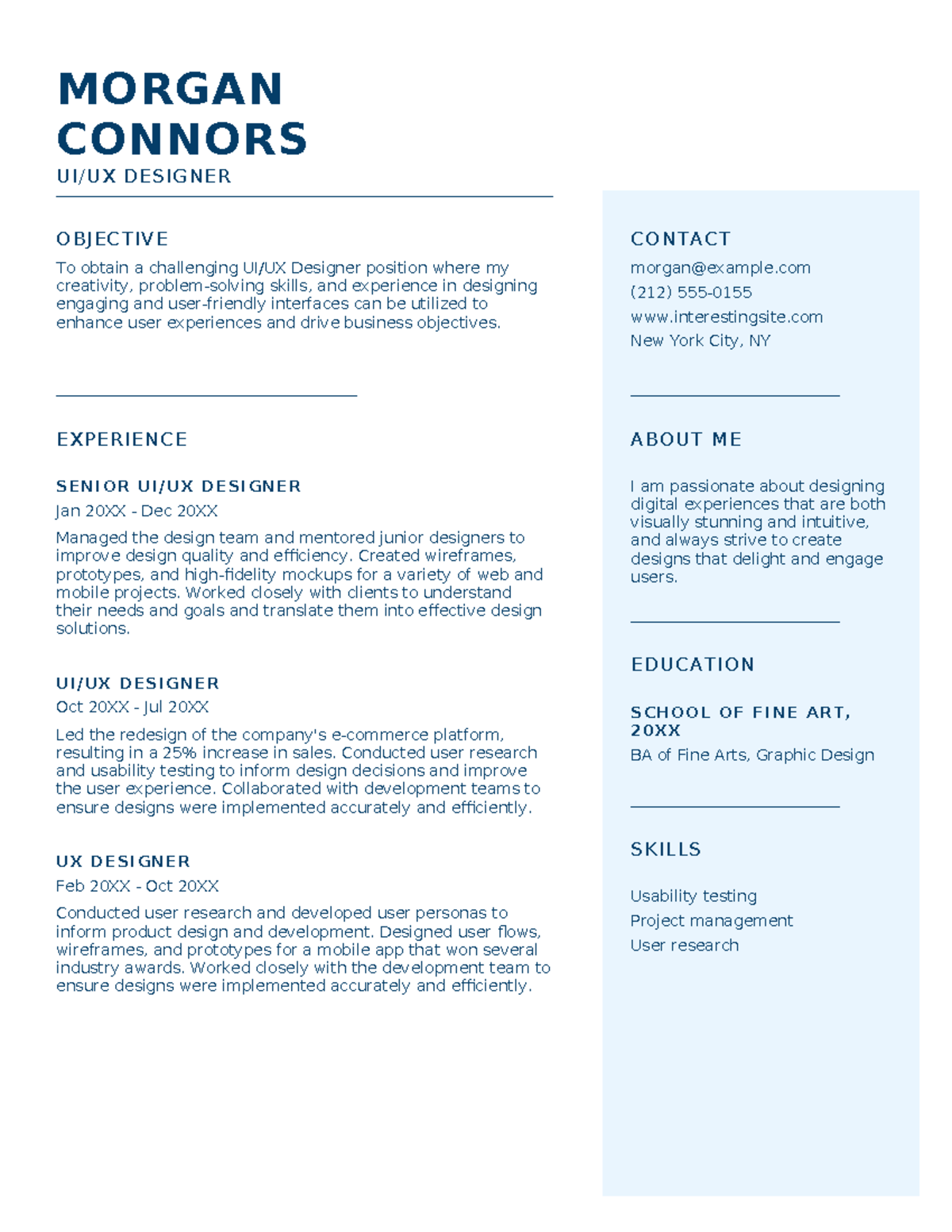 Designer Resume - UX Focused Experience and Skills - Studocu