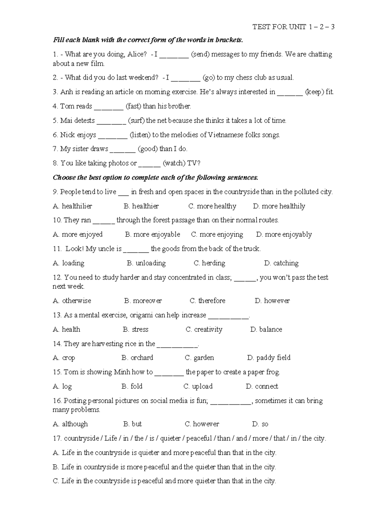Test U1,2,3 - Practice for High Marks in English Skills - Studocu