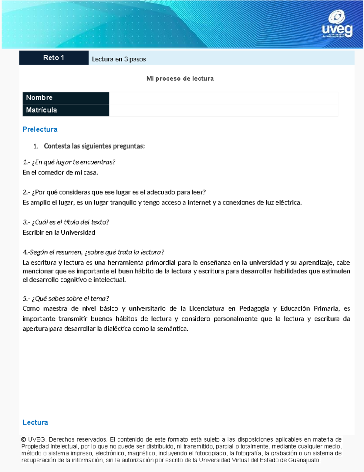 RETO 1 Lectura Y Redacción - Reto 1 Lectura en 3 pasos Mi proceso de ...