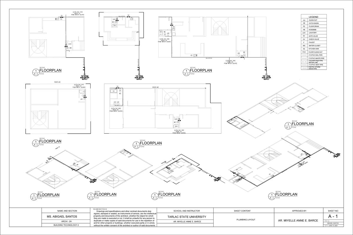 Plumbing Layout Drawing AR 21113 for Building Technology 2 - Studocu