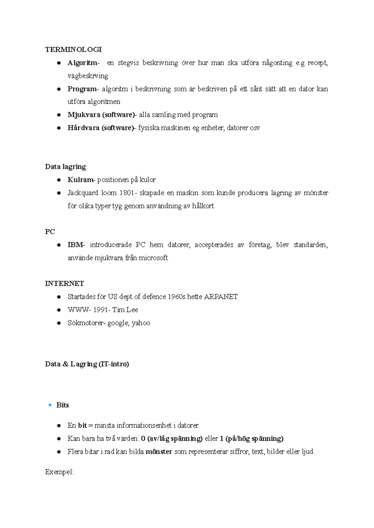 CS101 - Introduktion till Data och Systemvetenskap: Terminologi och ...