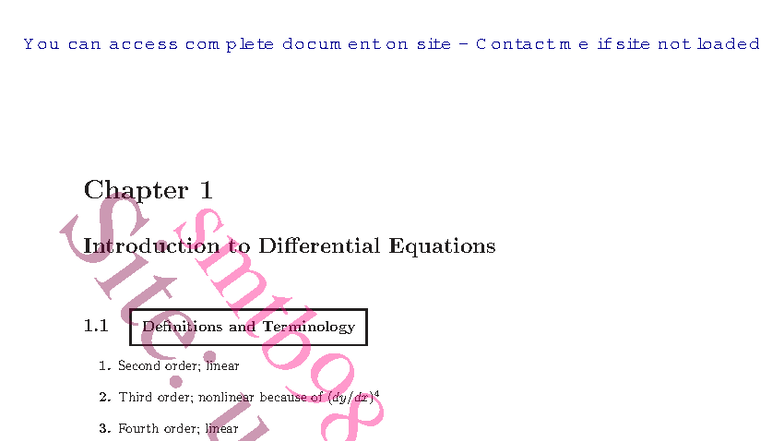 Chapter 1: Introduction to Differential Equations - Solutions (AEM 7th ...
