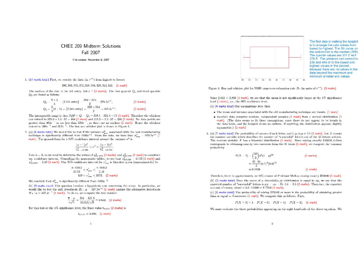 Midterm Solutions for CHEE 209: Analysis of Process Data F25 - Studocu