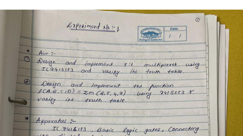 Experiment No. 1: Design & Implementation of 8:1 MUX using IC 74153 ...
