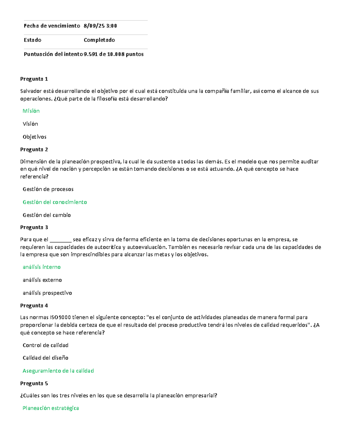 EPE Administracion Estrategica: Preguntas y Respuestas del Examen Final - Studocu