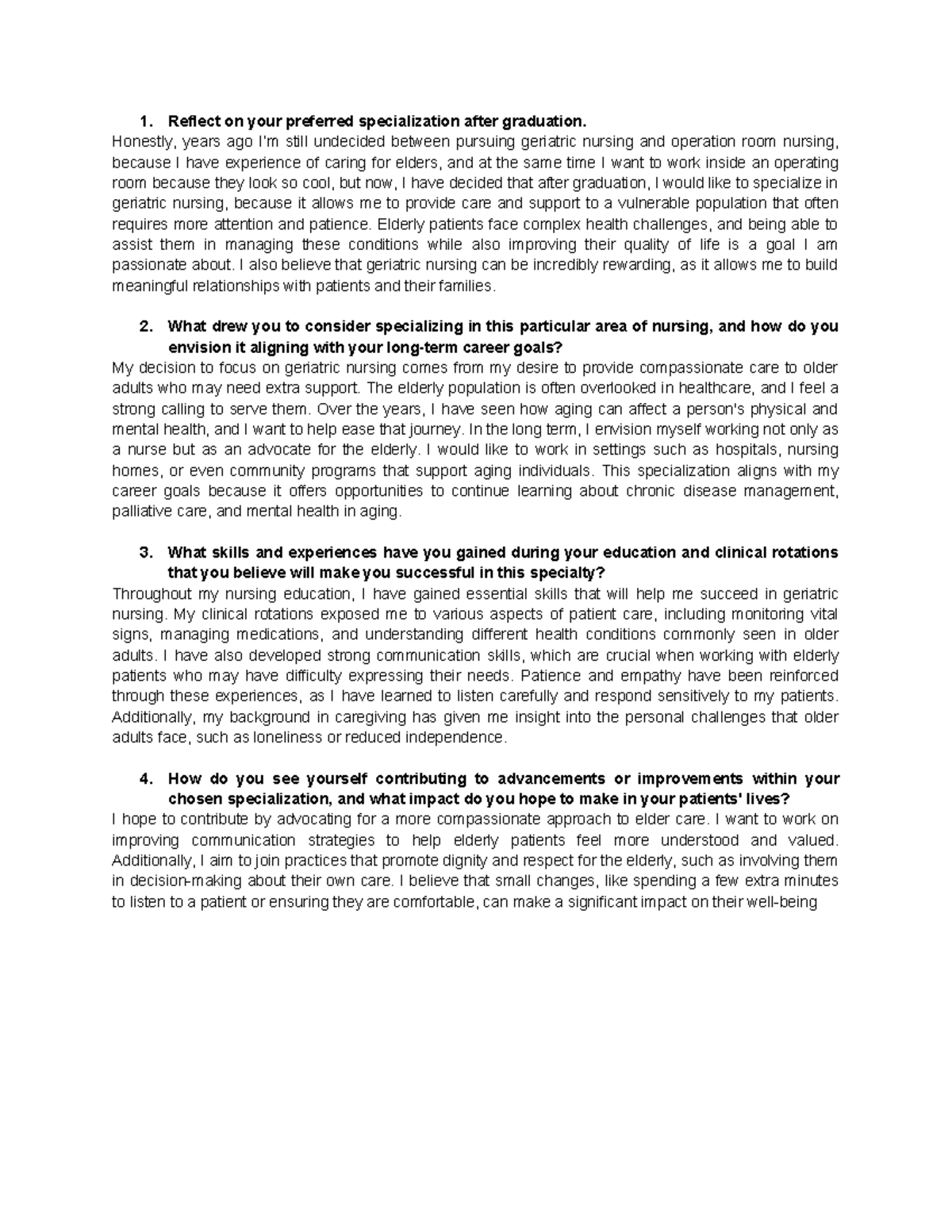 Specialization in english - Reflect on your preferred specialization ...