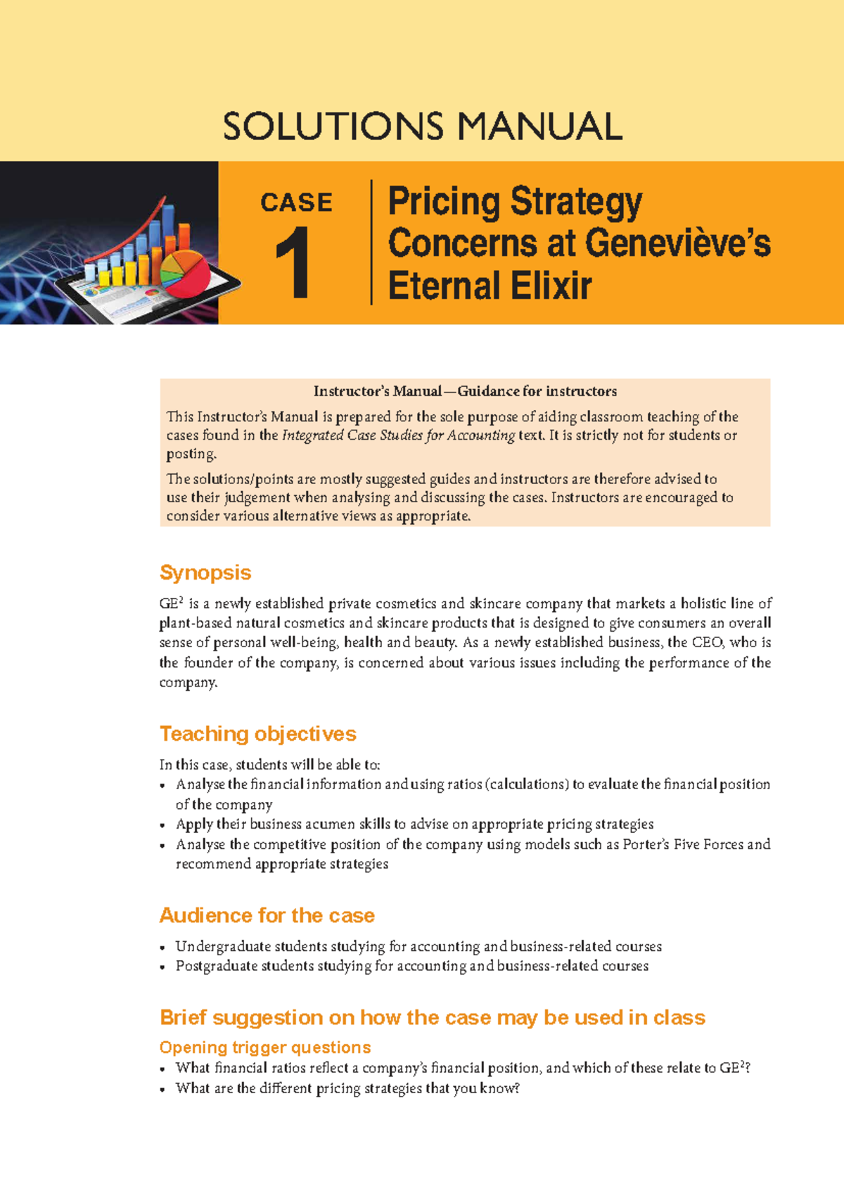 Case Study Solutions Manual: Pricing Strategy for GE2 (ACCT101) - Studocu