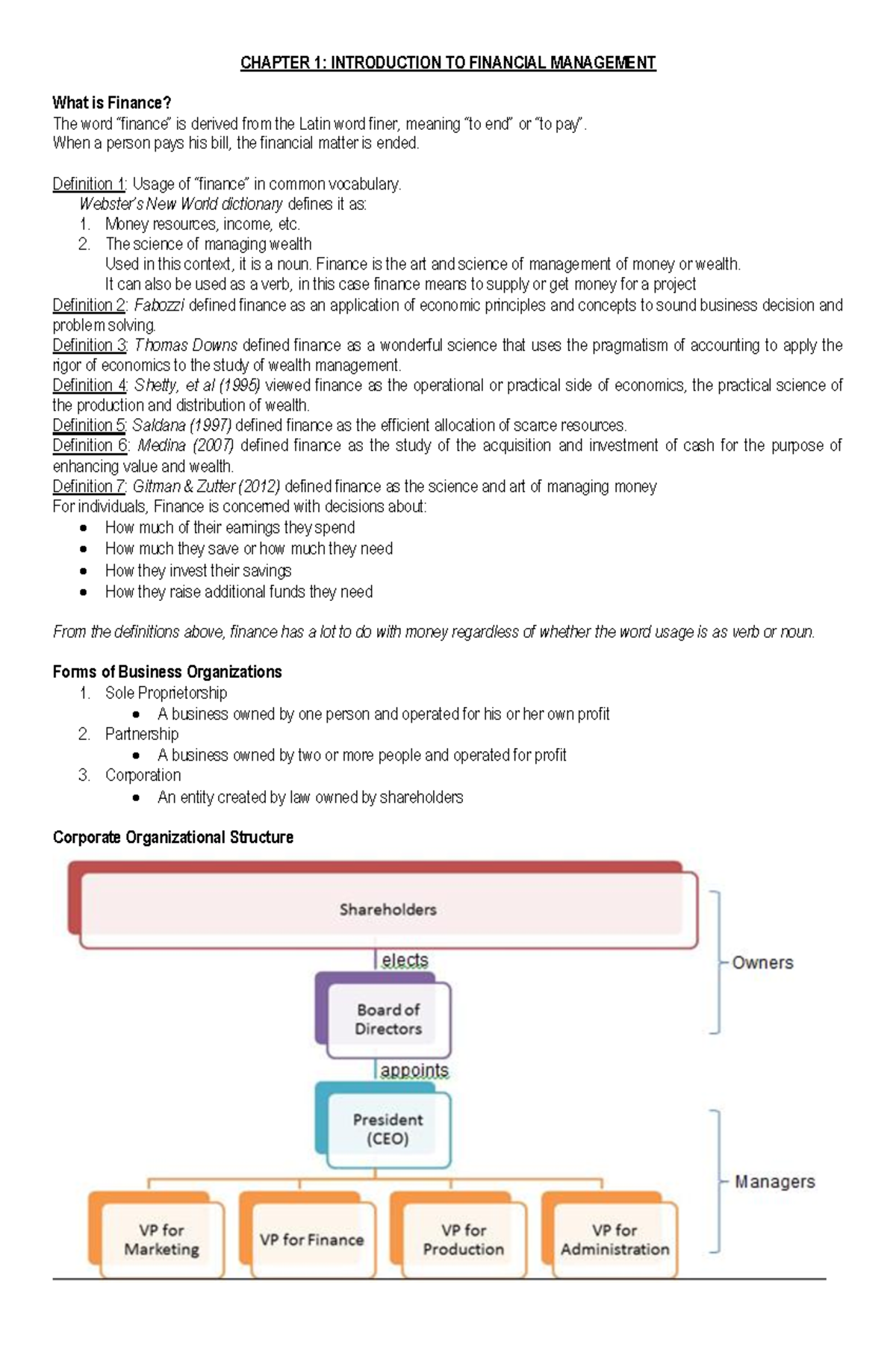 Chapter 1. Intro TO FIN MAN - CHAPTER 1: INTRODUCTION TO FINANCIAL ...