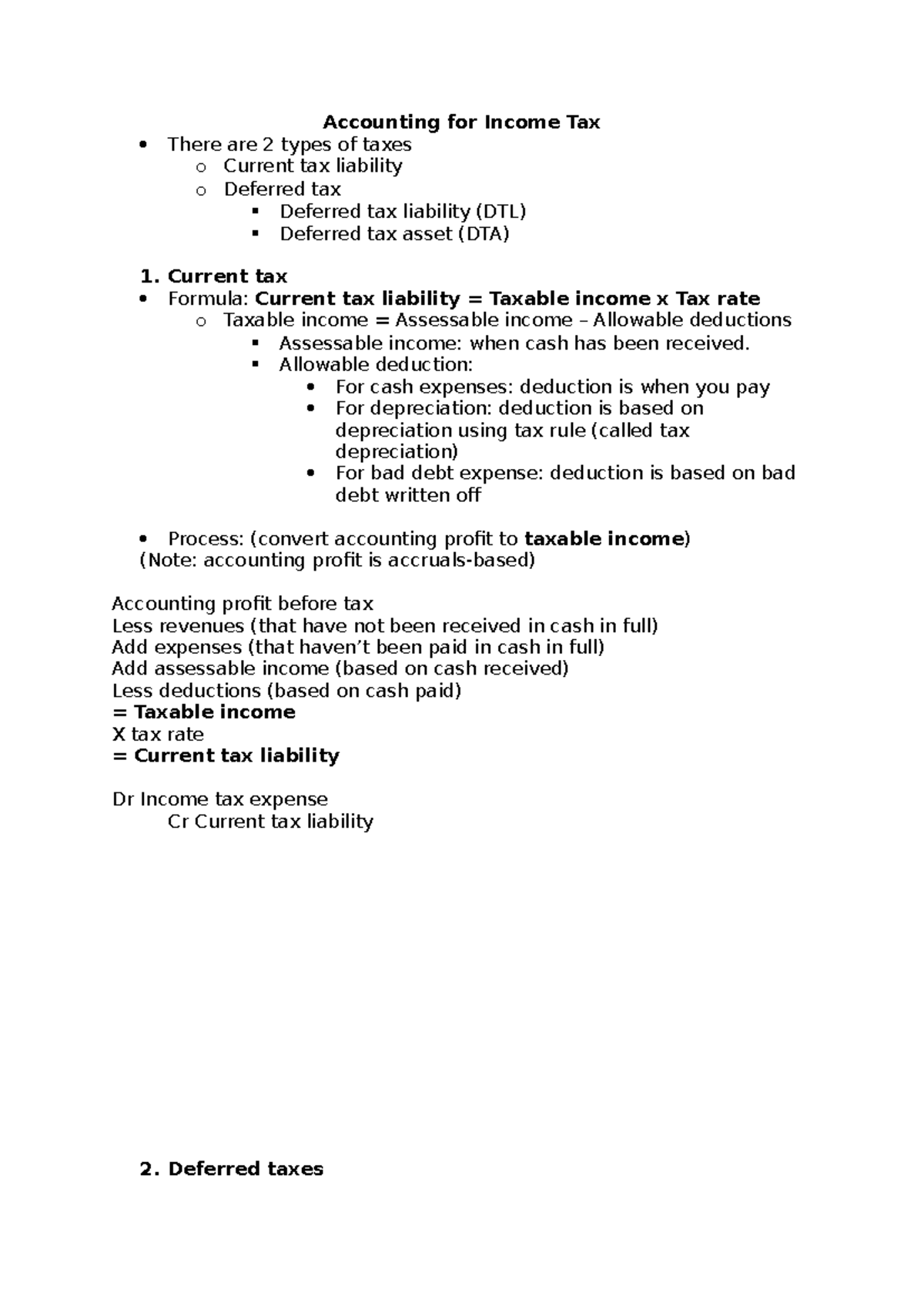ACC 101: Understanding Current and Deferred Tax Liabilities - Studocu