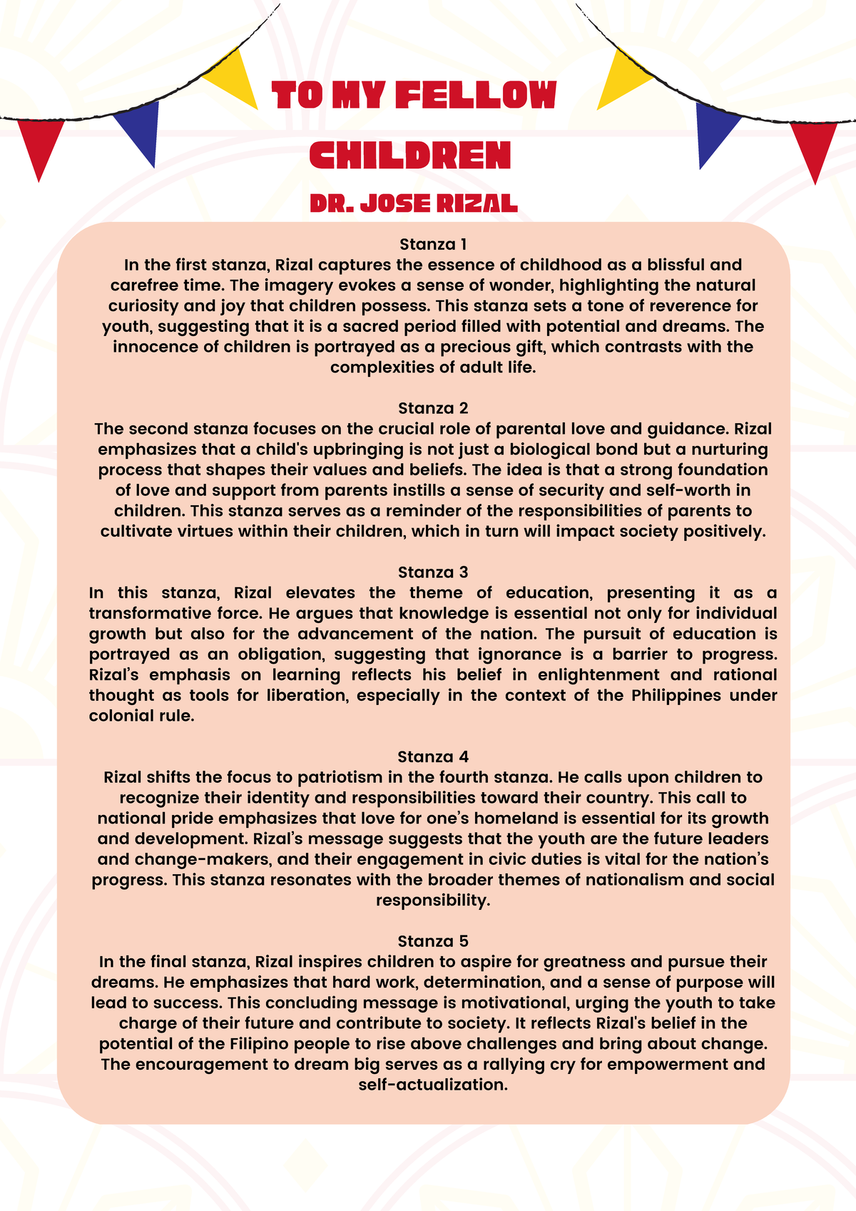 HIST 100- Analyzing Rizal's "To My Fellow Children" Poem - Studocu