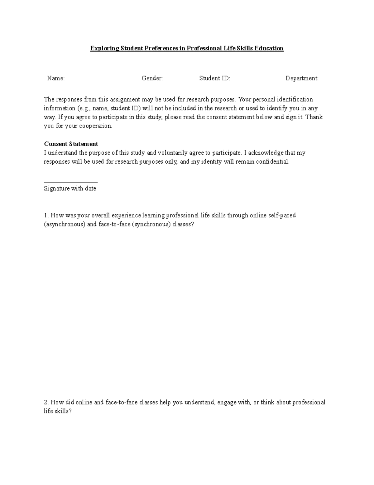 Student Preferences in Professional Life Skills Education (PLSD) - Studocu