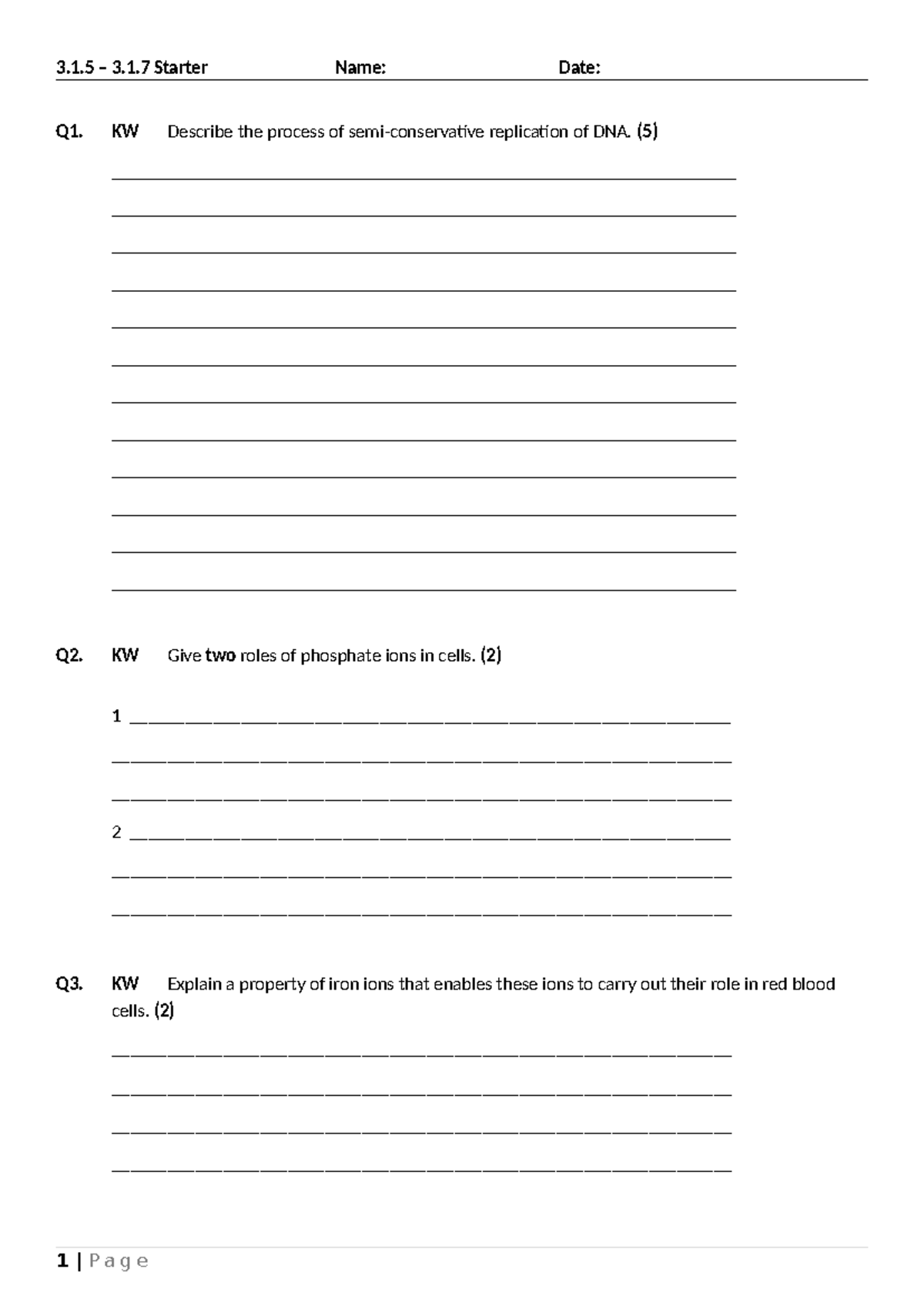 3.1.5 - 3.1.7 Final Exam Notes: DNA Replication & Cell Processes - Studocu