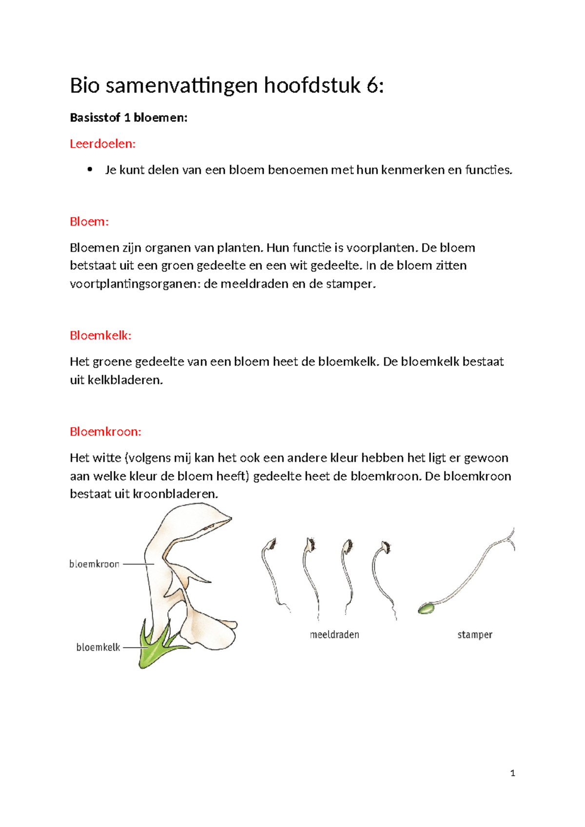 Biologie Samenvattingen Hoofdstuk 6: Bloemen en Bestuiving - Studeersnel
