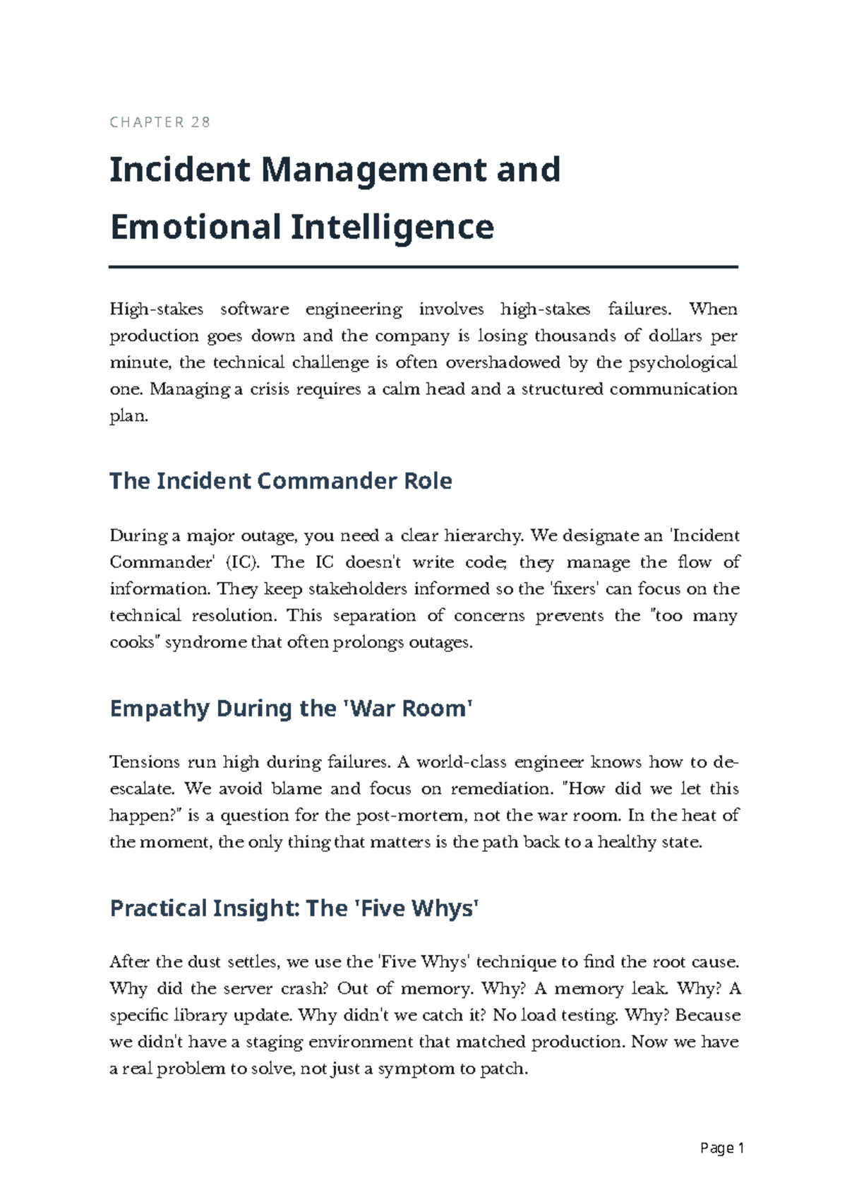 CHAPTER 28: Incident Management & Emotional Intelligence in Software ...