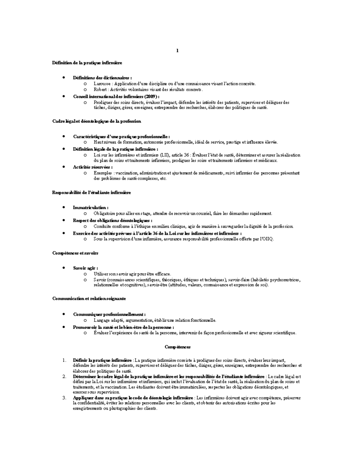 Pratique Infirmière - Examen 2: Cadre Légal et Démarche de Soins - Studocu