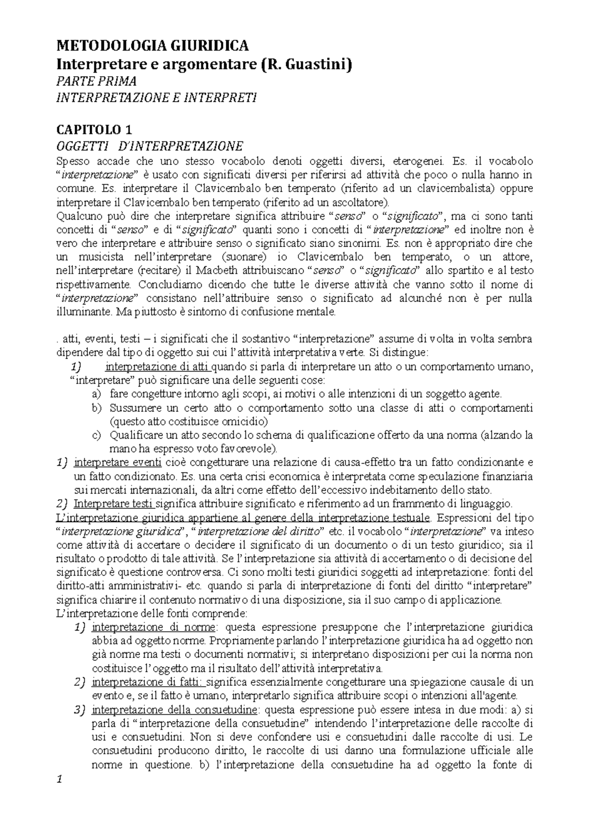 Riassunto Metodologia Giuridica: Interpretare e Argomentare (Cap. 1-4 ...