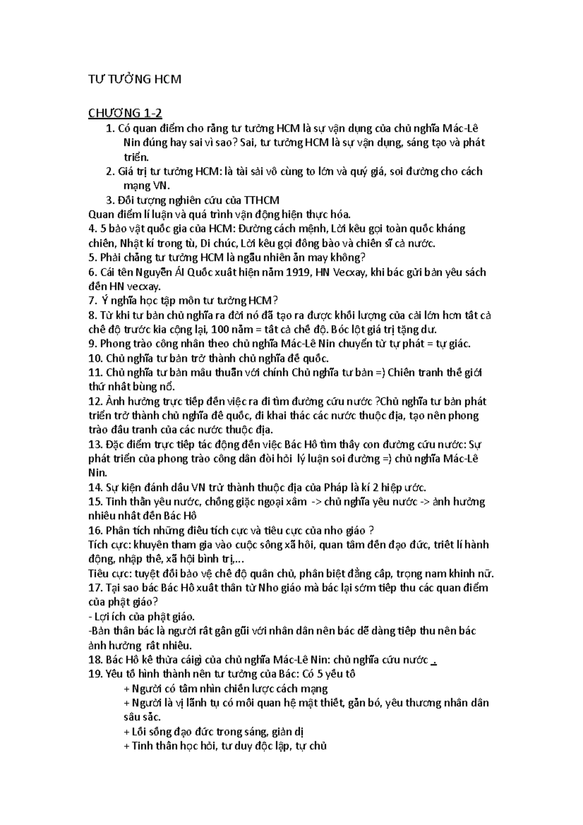 TƯ TƯỞNG HCM - T T NG HCMƯ ƯỞ CH NG 1-2ƯƠ Có quan đi m cho rằằng t t ng HCM là s v n d ng c a ch ...