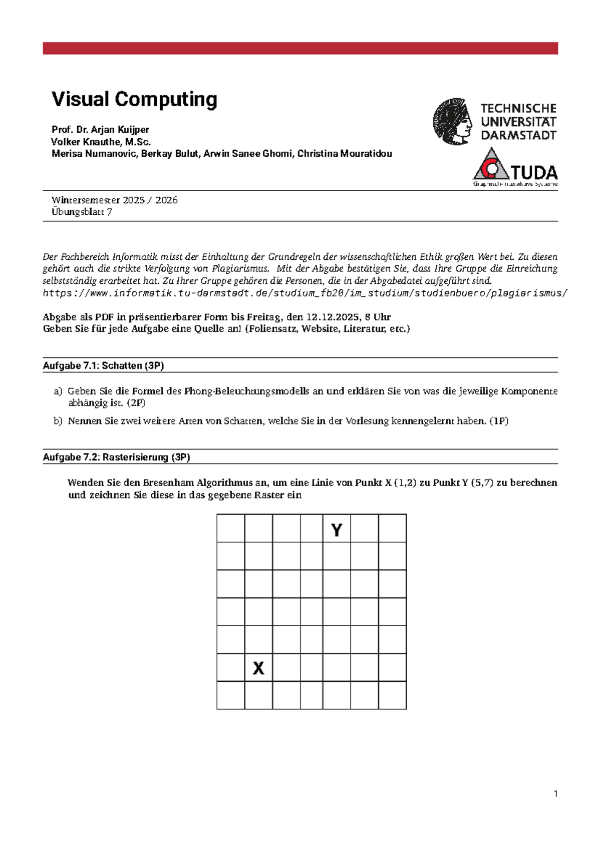 VC HU 7 2526 - Übungsblatt 7 für Visual Computing - Studocu