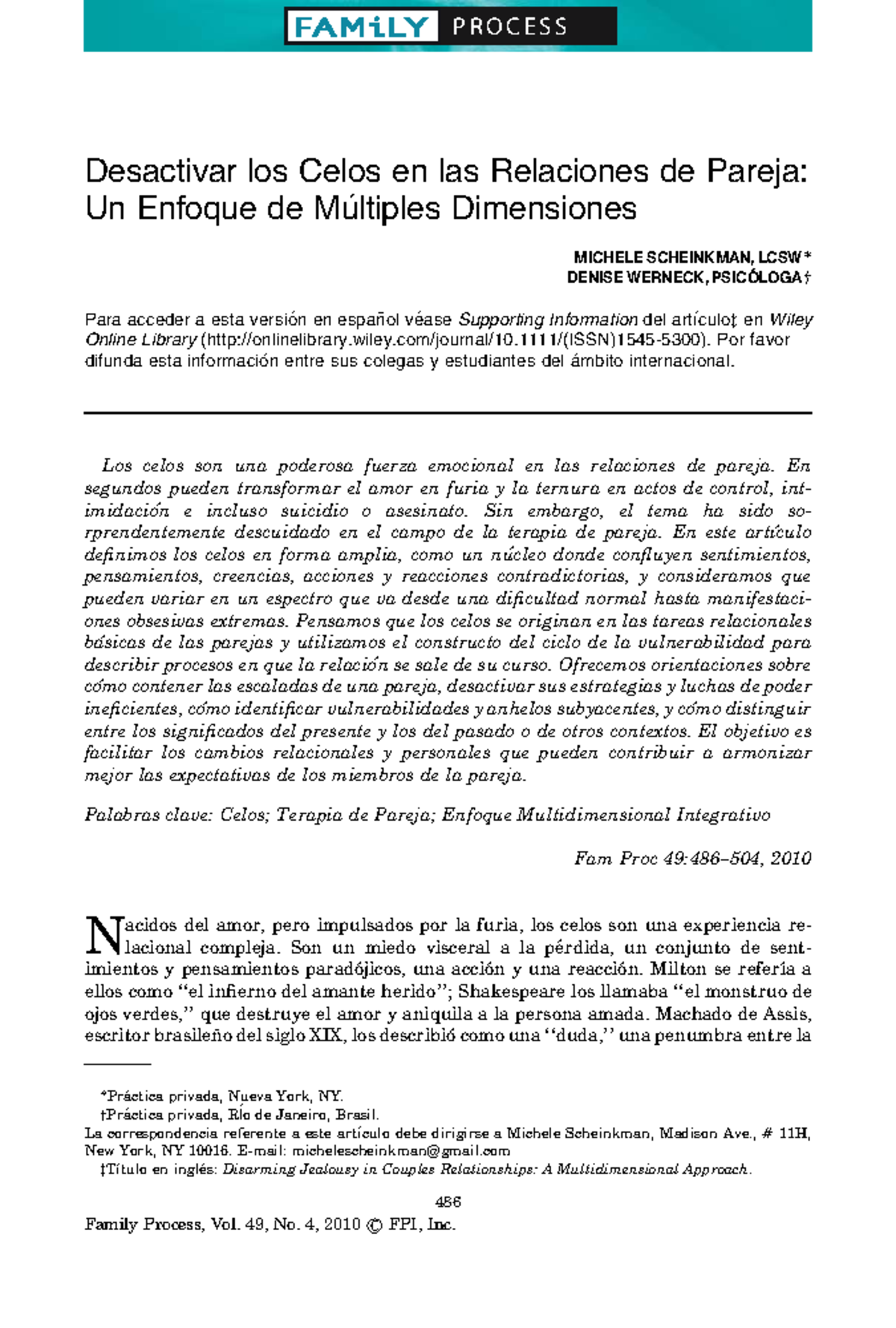 Desactivando los Celos en las Relaciones de Pareja: Un Enfoque Multidimensional - Studocu