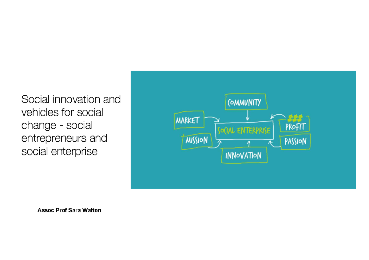 Social Innovation & Entrepreneurship: Creating Social Value (BMM) - Studocu