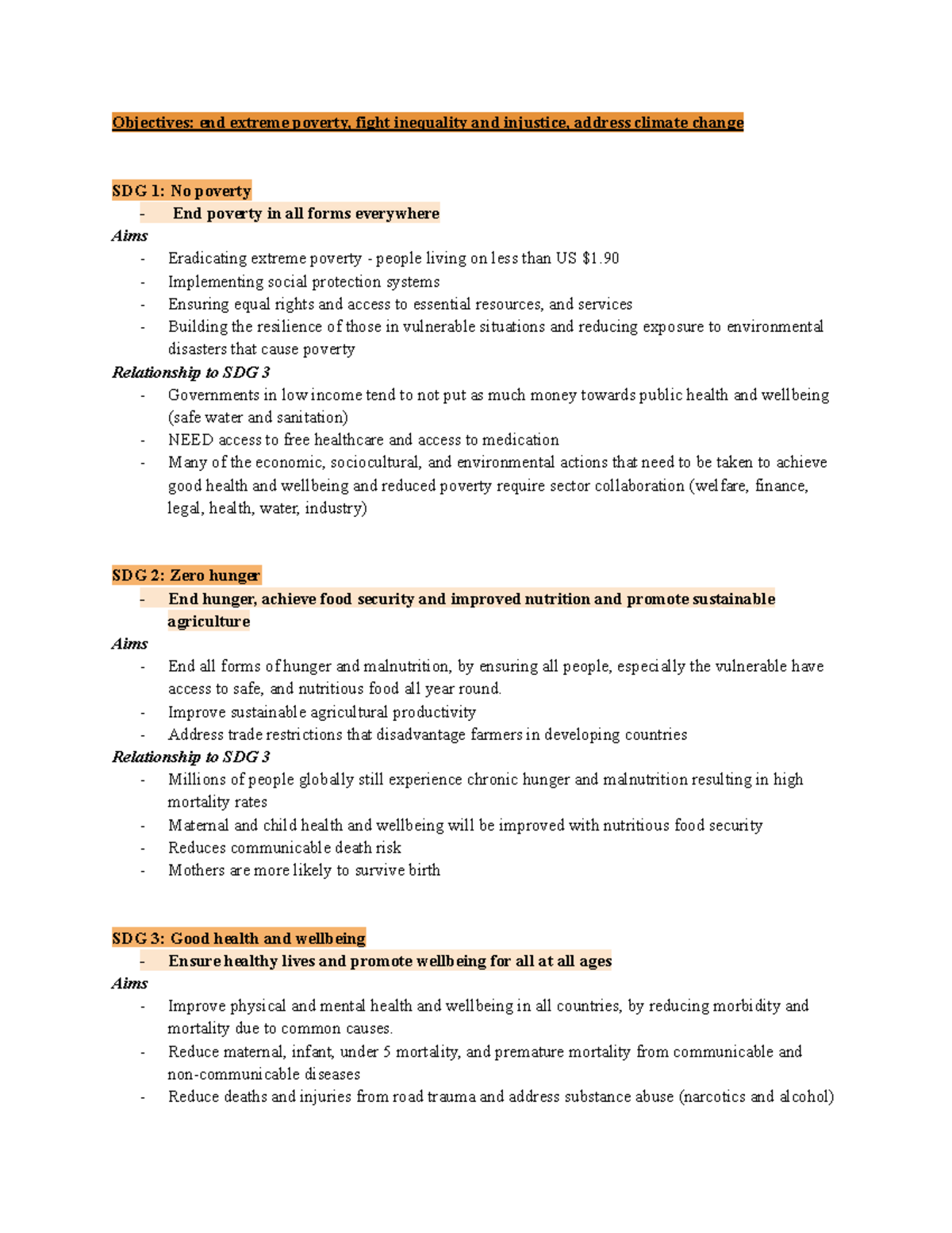 Hhd unit 4 aos 2 notes - Objectives: end extreme poverty, fight ...
