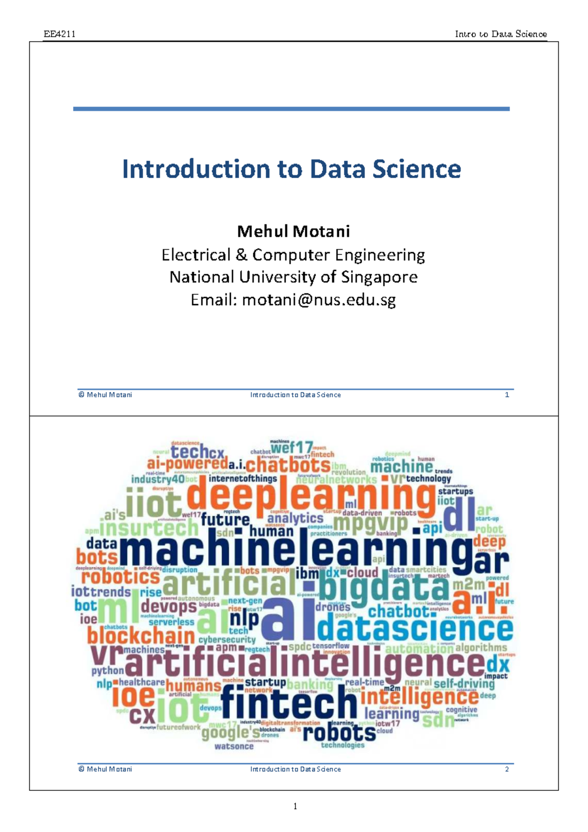 EE4211 Intro to Data Science: Overview and Key Concepts - Studocu