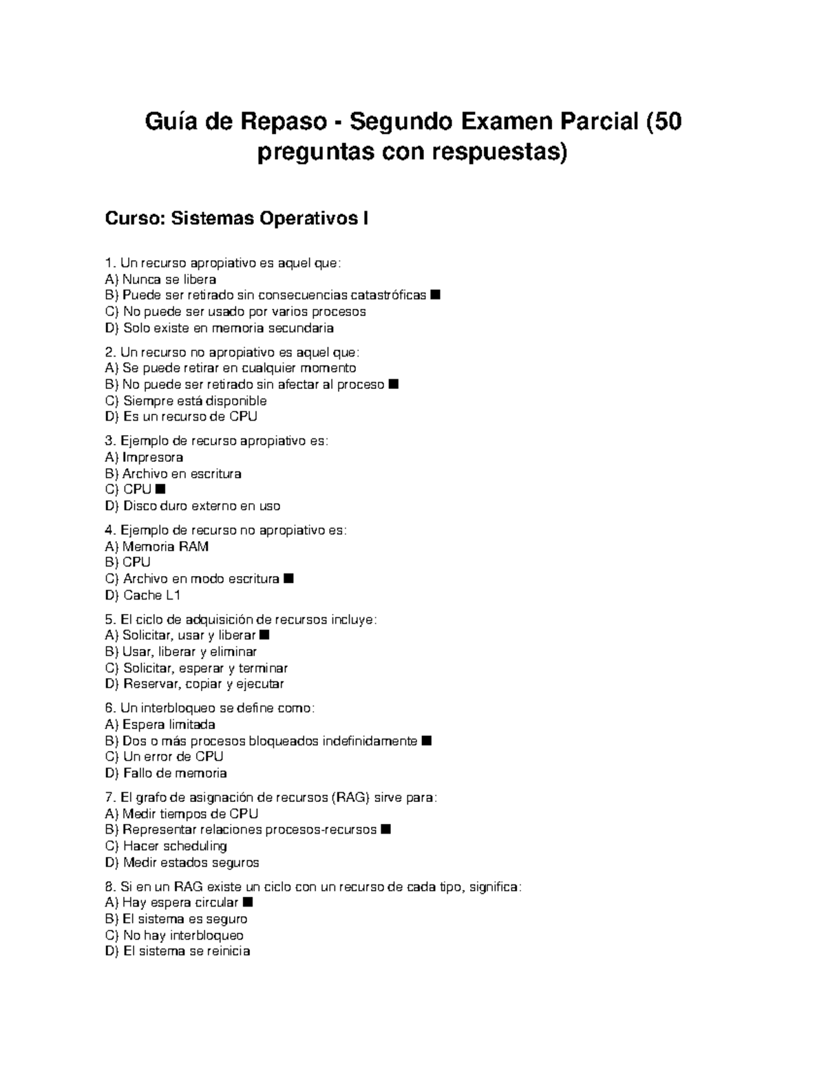 Repaso Parcial II SSOO: 50 Preguntas y Respuestas - Studocu