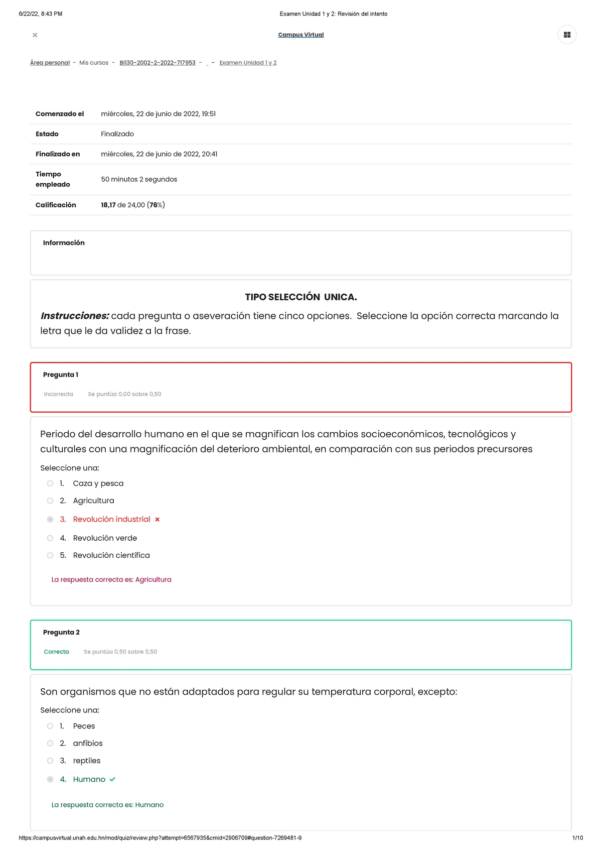 Examen Unidad 3 y 4 Revisión educacion ambiental - Área personal- Mis ...