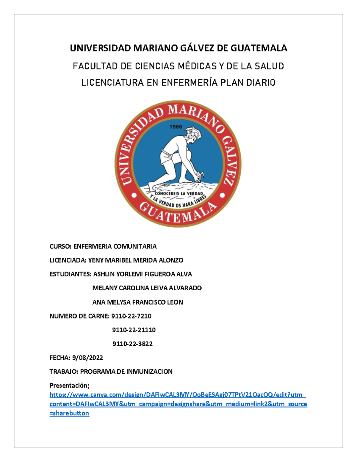 Programa Nacional de Inmunización (PNI) en Enfermería Comunitaria - Studocu