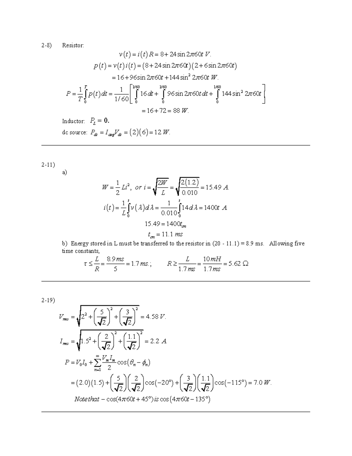 Homework #1 Solutions: Resistor and Inductor Analysis - Studocu