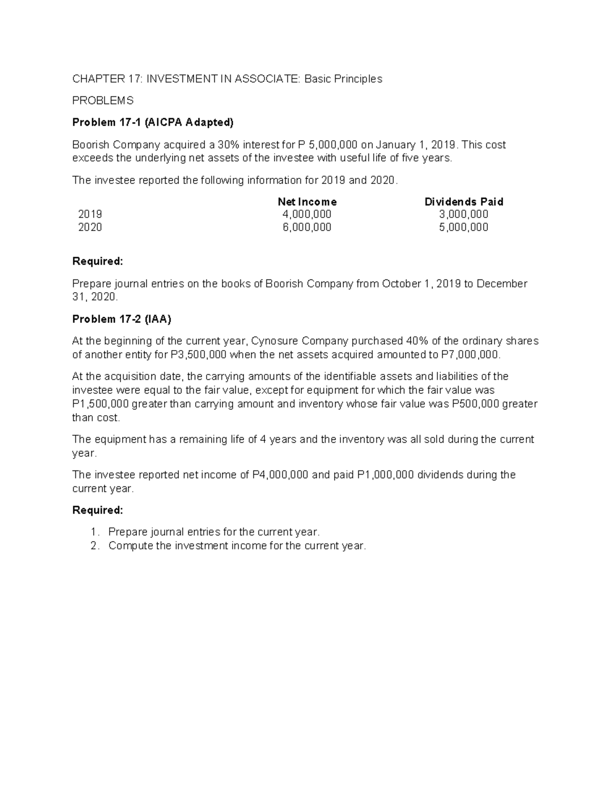 IA1 Chapter 17 - Investment in Associate: Key Problems & Solutions ...