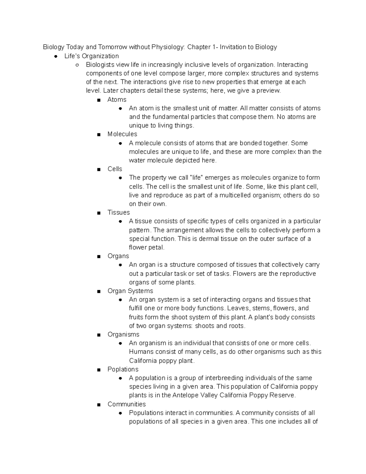 Biology 101: Week 1 Reading Notes - Introduction to Life Organization ...